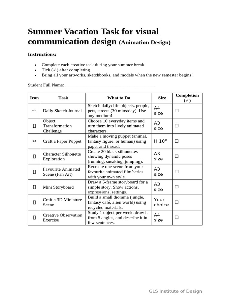 Animation Summer Vacation Task | PDF | 2 D Computer Graphics | 3 D ...