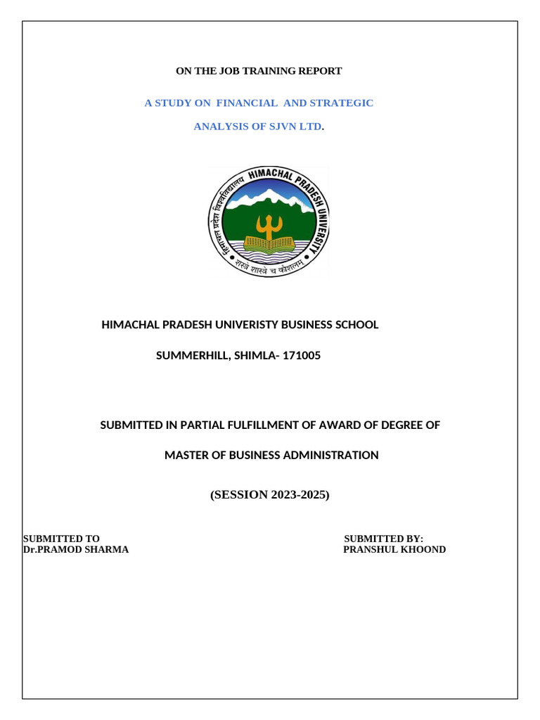 SJVNL Final | PDF | Dam | Hydroelectricity