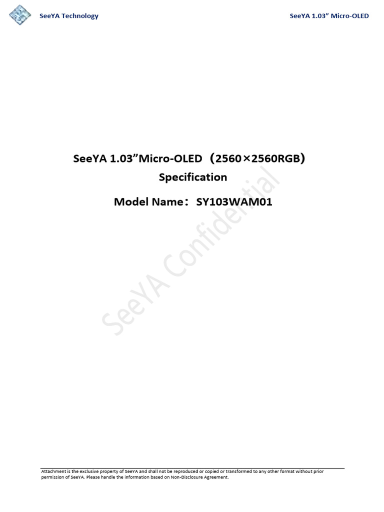 SeeYA 1.03” Micro-OLED Specs | PDF | Power Supply | Capacitor