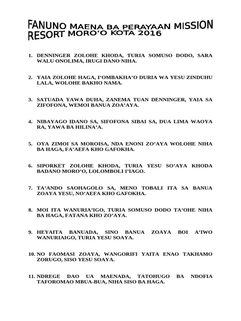 Fanuno Maena Ba Mission | PDF