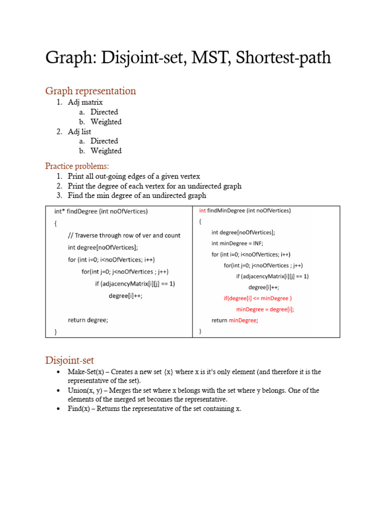 Algo Lab SHSH - Graph Disjoint Set MST SP | PDF