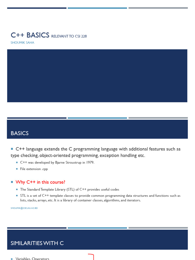 01. DSA II Lab - Cpp Basics | PDF | C++ | Software Engineering