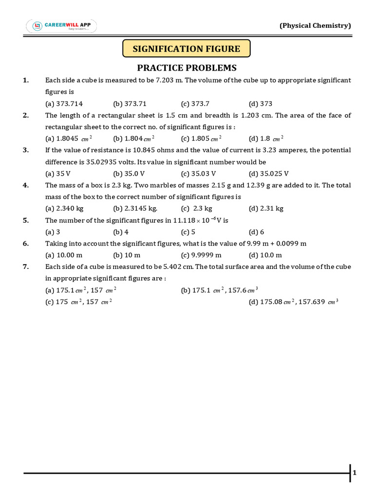 DPP - 02 - Significant Figure | PDF | Significant Figures | Volt