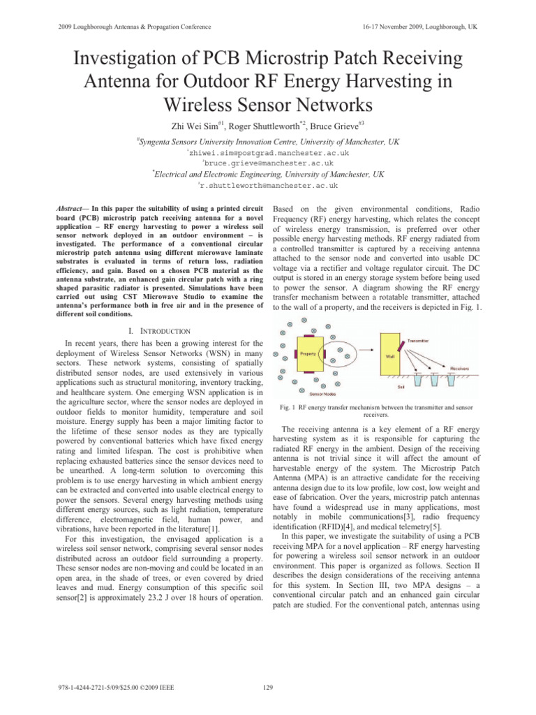 Investigation of PCB Microstrip Patch Receiving Antenna For Outdoor RF ...