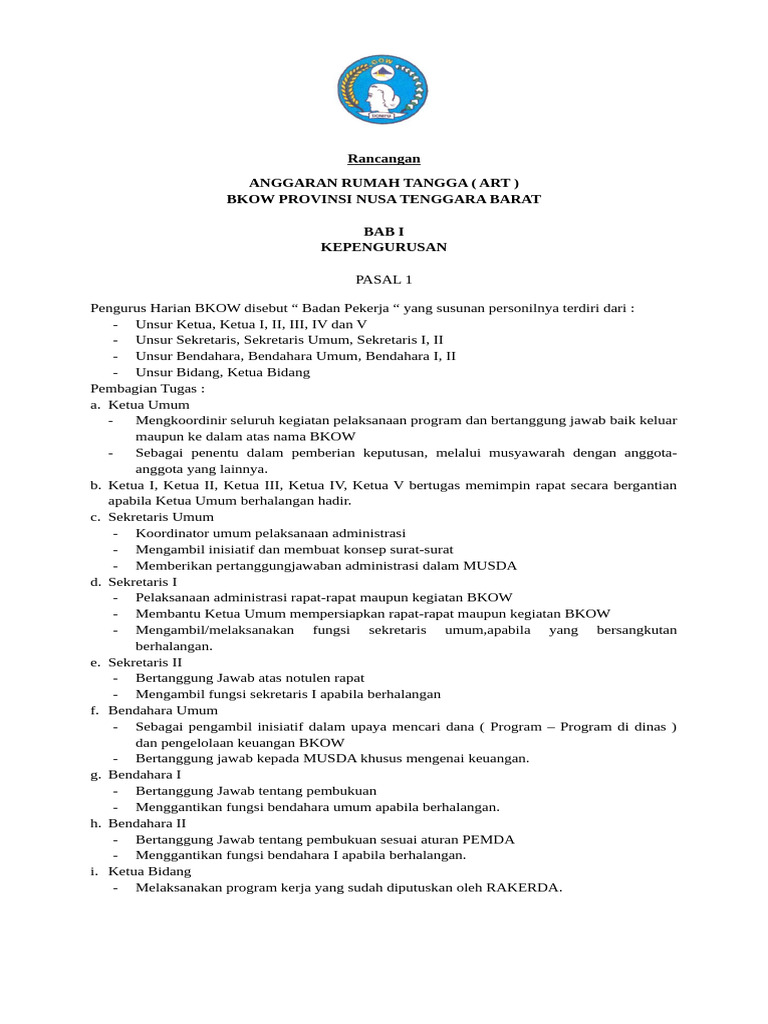 Anggran Rumag Tangga GOW | PDF