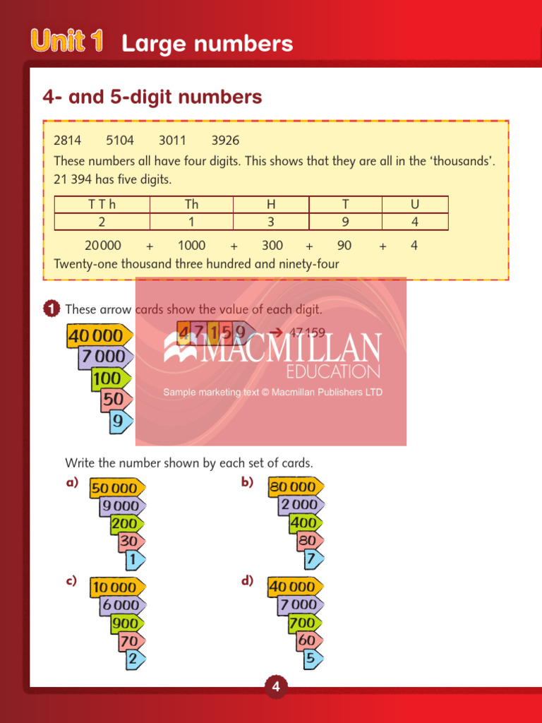 Maths 4 A - U1 Large Numbers | PDF
