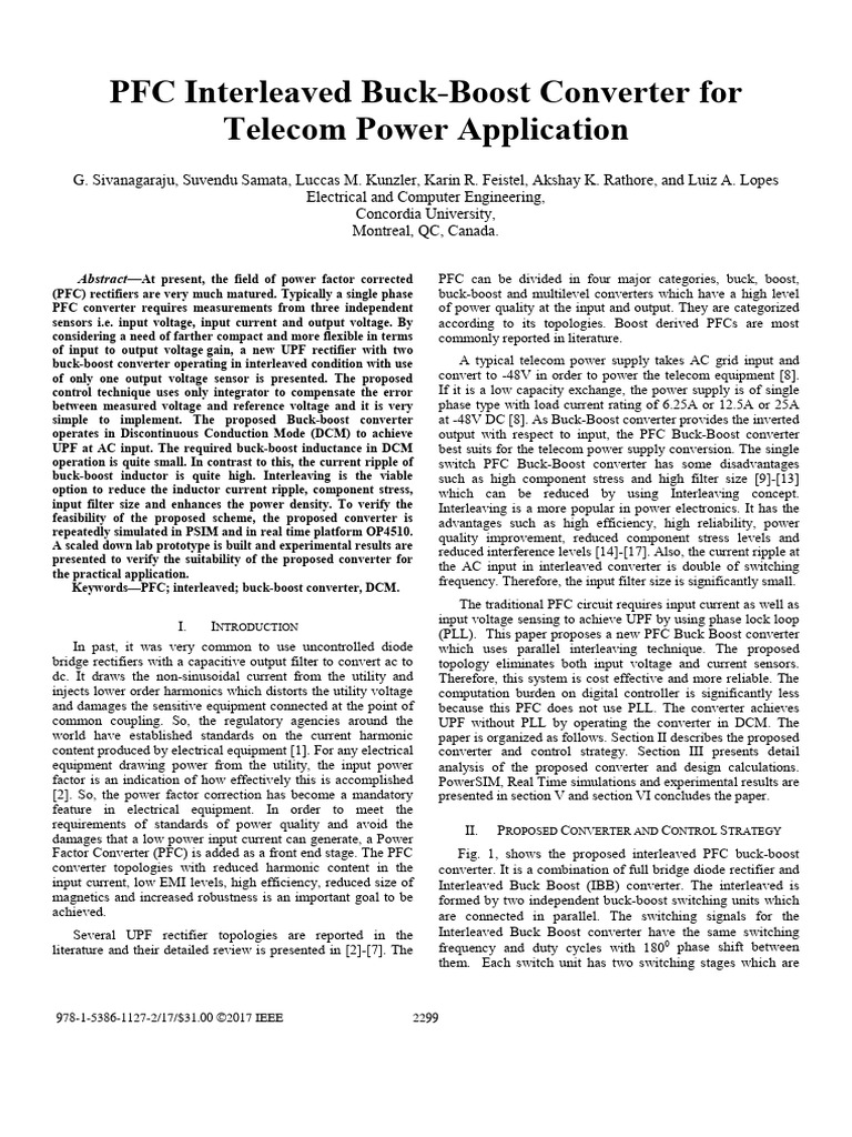 PFC Interleaved Buck-Boost Converter For Telecom Power Application ...