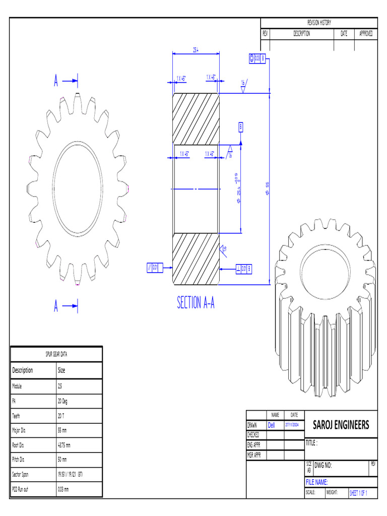 Spur Gear Specifications and Revision Data | PDF
