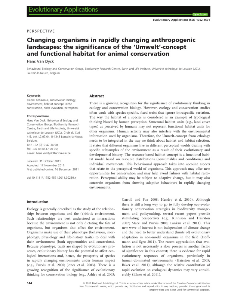 Evolutionary Applications - 2011 - Van Dyck - Changing Organisms in ...
