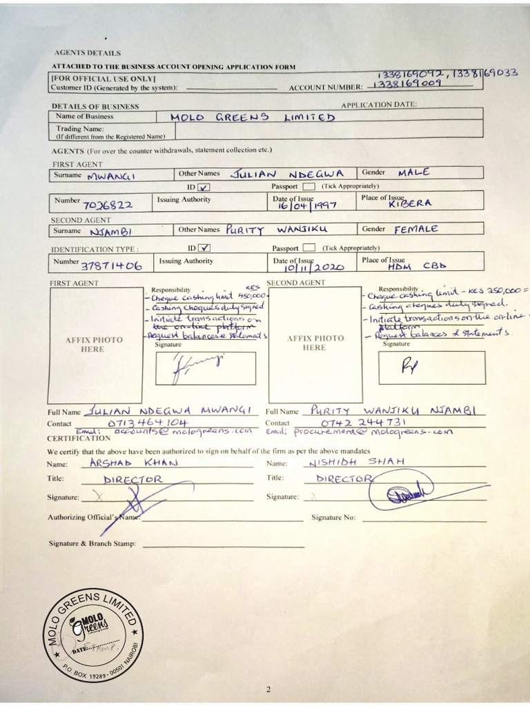 MGL Agents Forms For KCB Online 30-04-2025 | PDF
