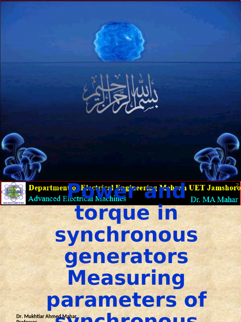 Lec 17 Power and Torque in Synchronous Generators | PDF | Electric ...