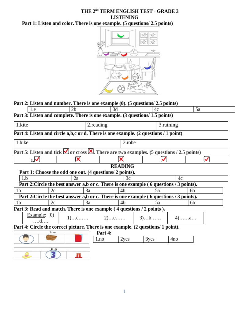 Answer Key Grade 3 | PDF
