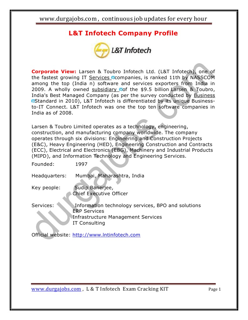 L&T Infotech Exam Preparation Guide | PDF