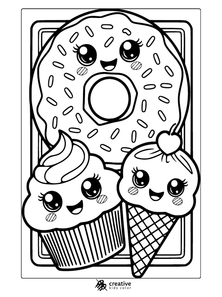 Kawaii Food Coloring Page | PDF