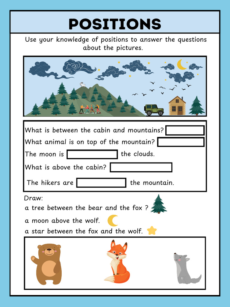 Positions Worksheet in Blue Illustrative Style | PDF