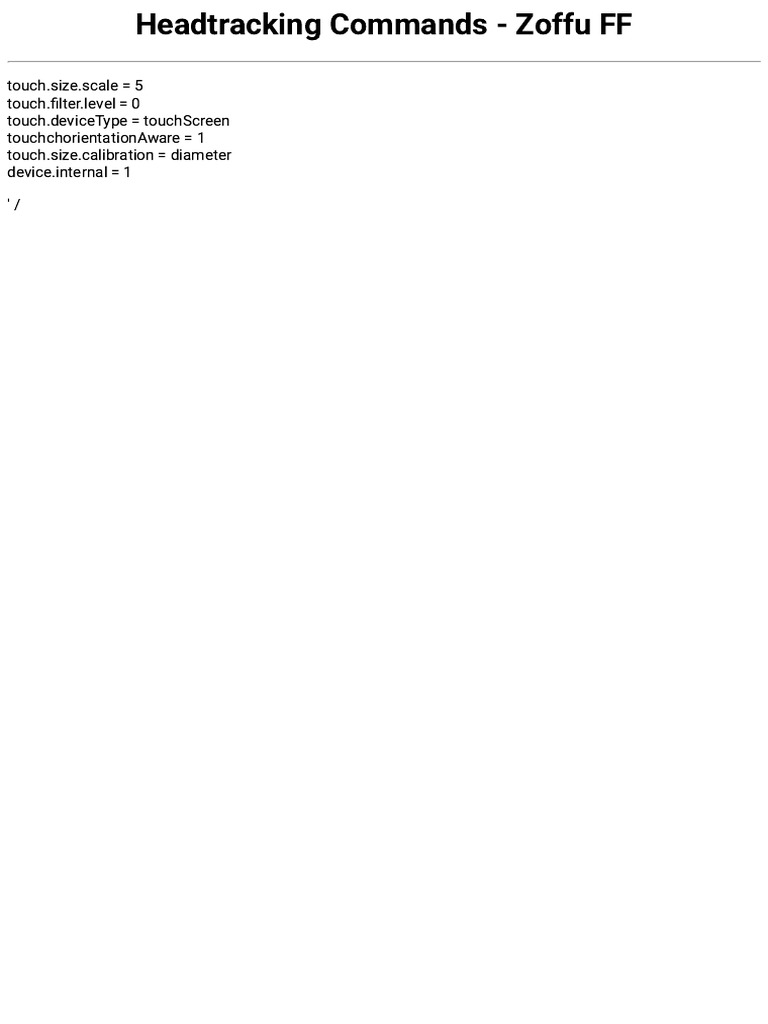 Headtracking Commands - Zoffu FF1746177803 | PDF