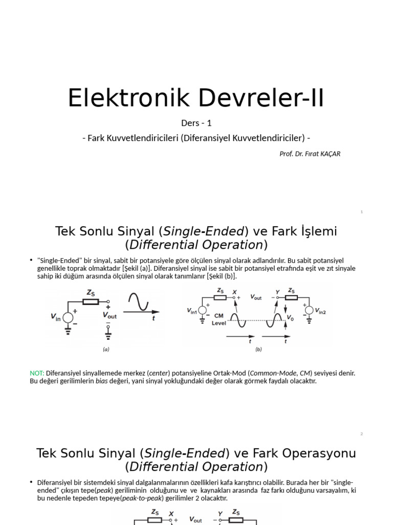 Elektronik Devreler - II (Hafta-1) | PDF