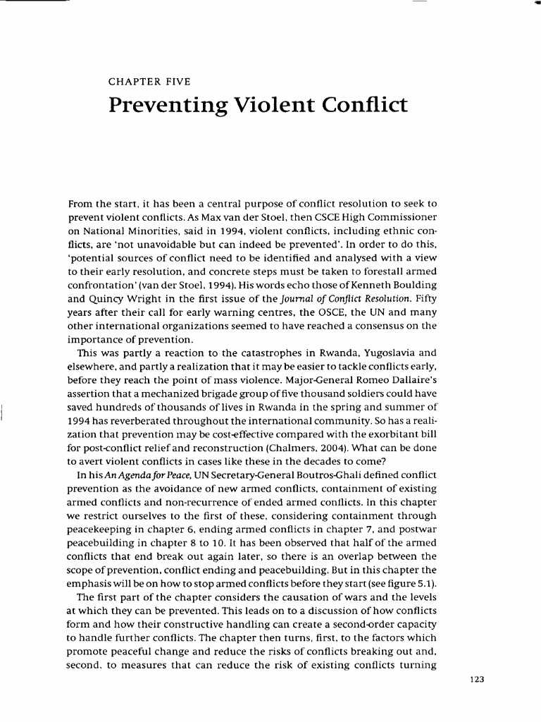 CH 5 Preventing Violent Conflict | PDF | Aggression | Conflict (Process)