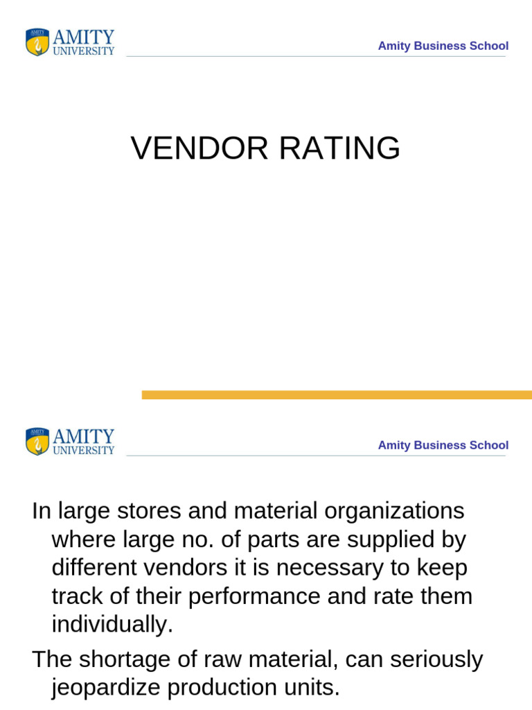 Vendor Rating Criteria Overview | PDF