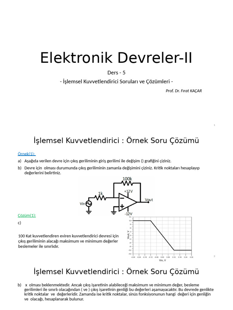 Elektronik Devreler - II (Hafta-5) | PDF