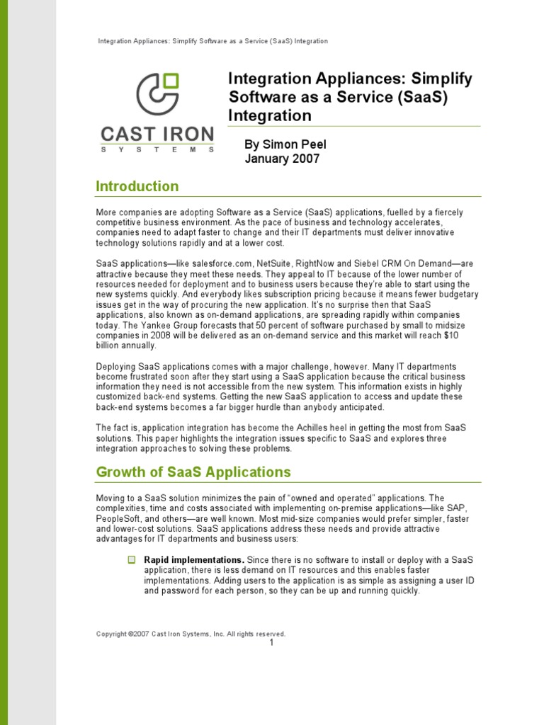 Integration Appliances For SaaS | PDF | Software As A Service ...