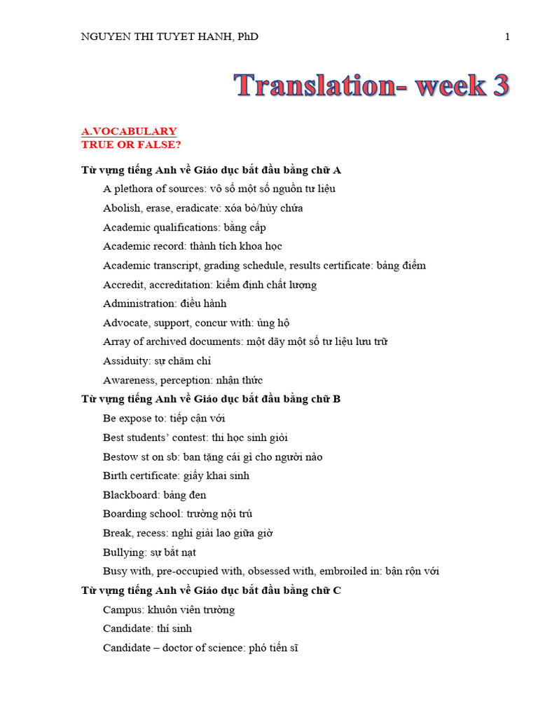 Week 3 Bien Dich | PDF