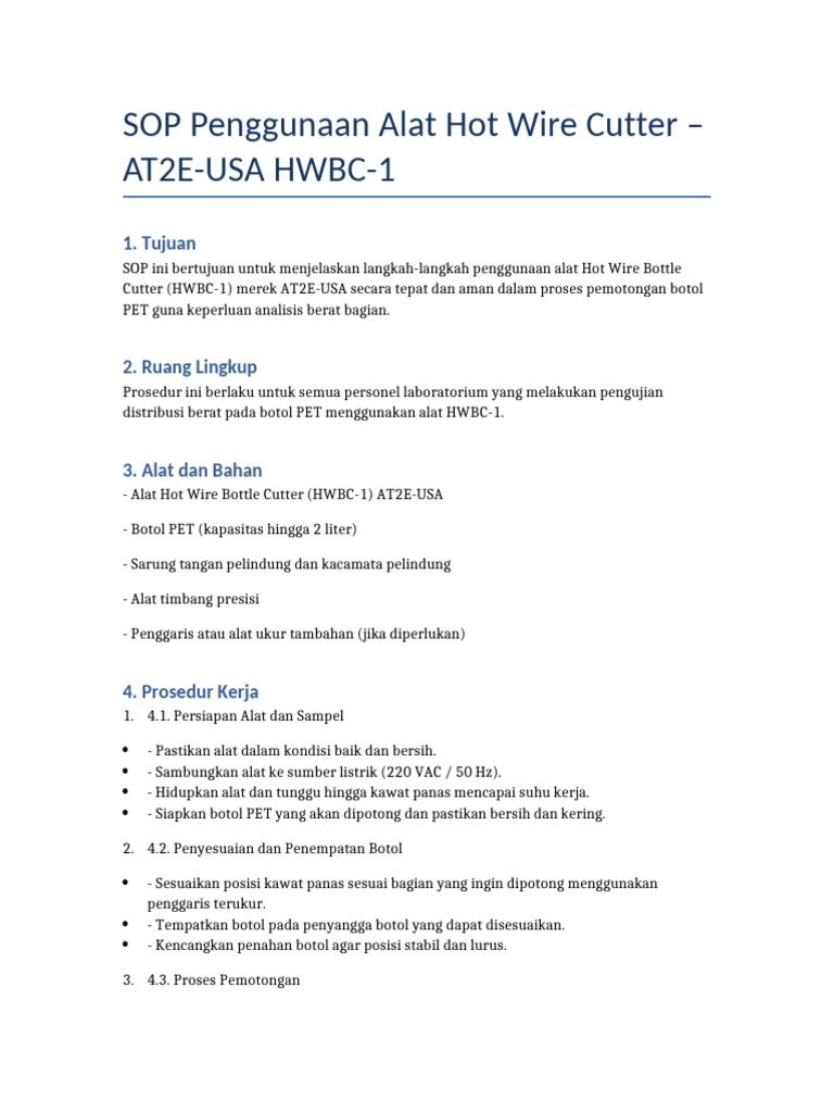 SOP Hot Wire Cutter AT2E HWBC1 | PDF