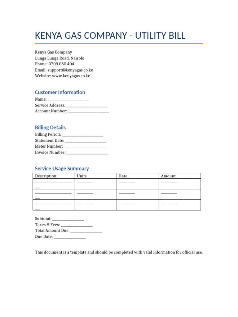 Utility Bill Template 4 | PDF