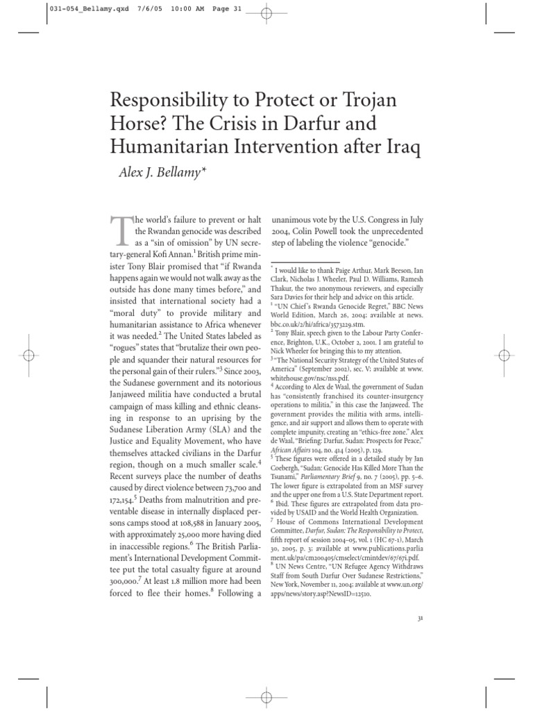Darfur Crisis and Humanitarian Intervention | PDF | Responsibility To ...