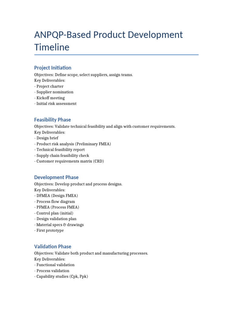 ANPQP_Product_Development_Timeline | PDF