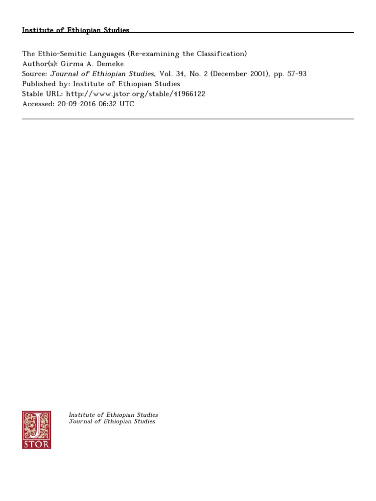 Girma Awgichew - The Ethio-Semitic Langs | PDF | Ethiopia | Languages ...