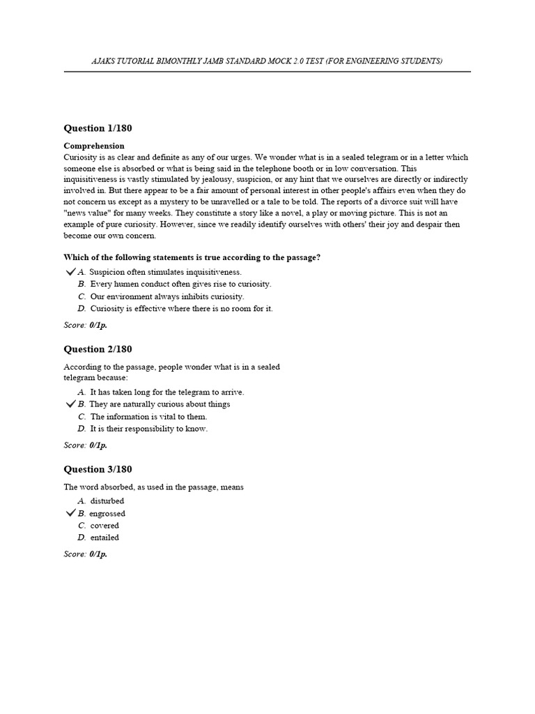 Ajaks Tutorial Bimonthly Jamb Standard Mock 2 0 Test For Engineering ...