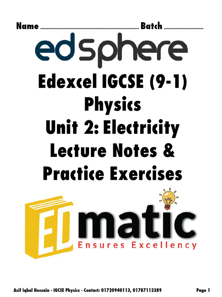 Unit 2 Lecture Notes Practice Exercises Coaching Pdf Series And Parallel Circuits Electric