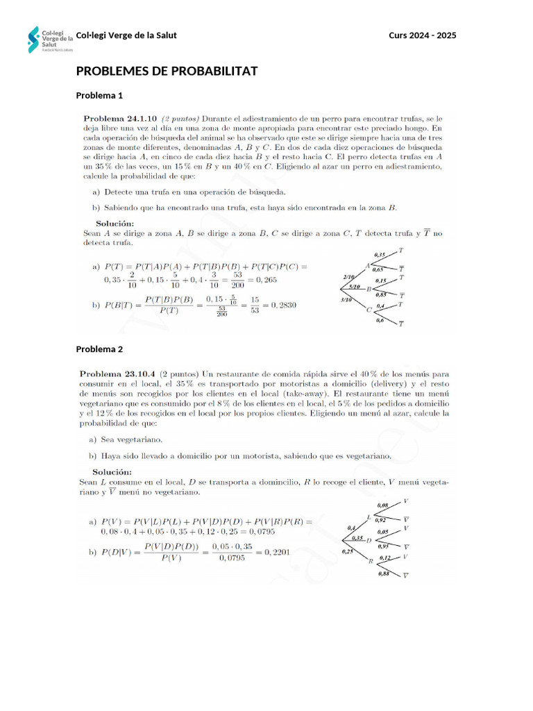 Problemes de Probabilitat | PDF