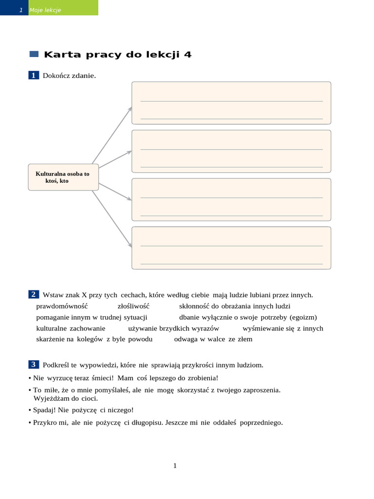 Karta Pracy 4 Jak Byc Lubianym Lekcja 4 | PDF