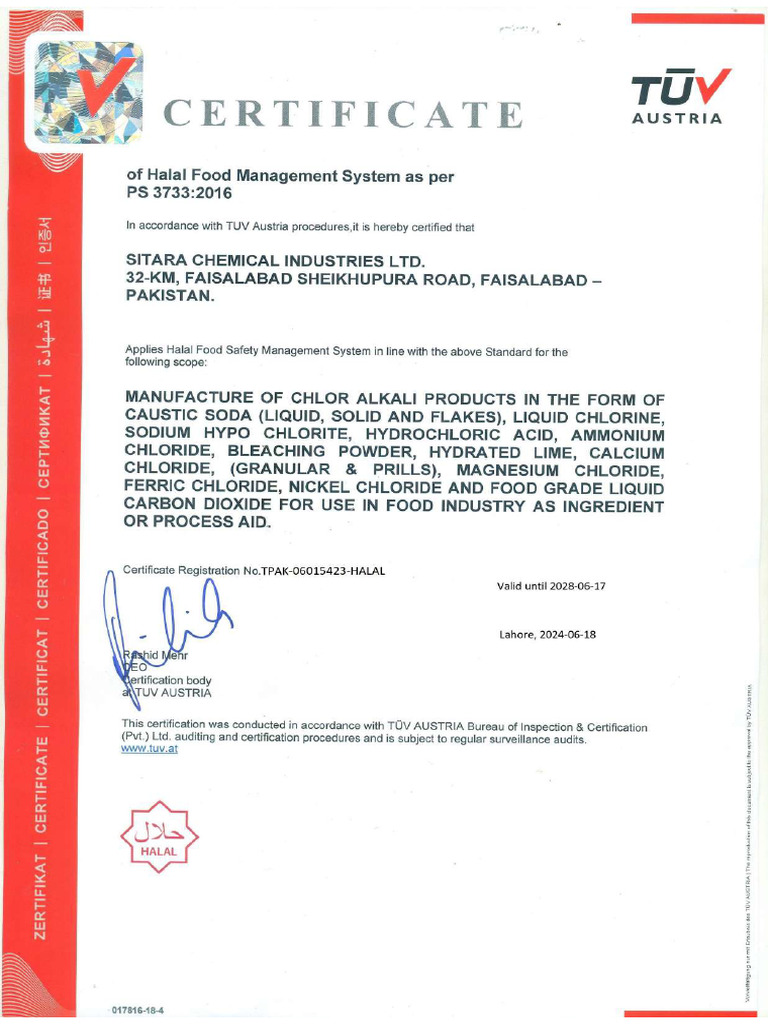 Caustic Soda Halal Certificate 3 | PDF