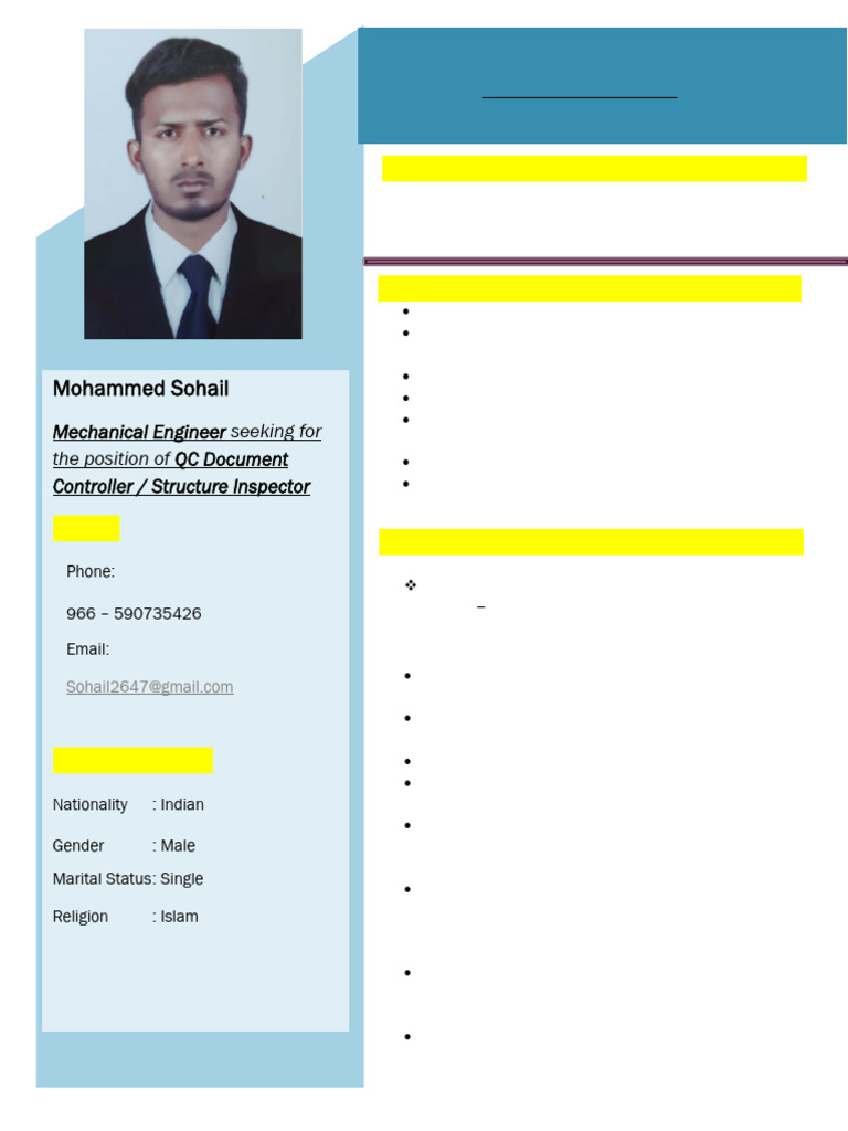 CV Mohammed Sohail DC 1 | PDF