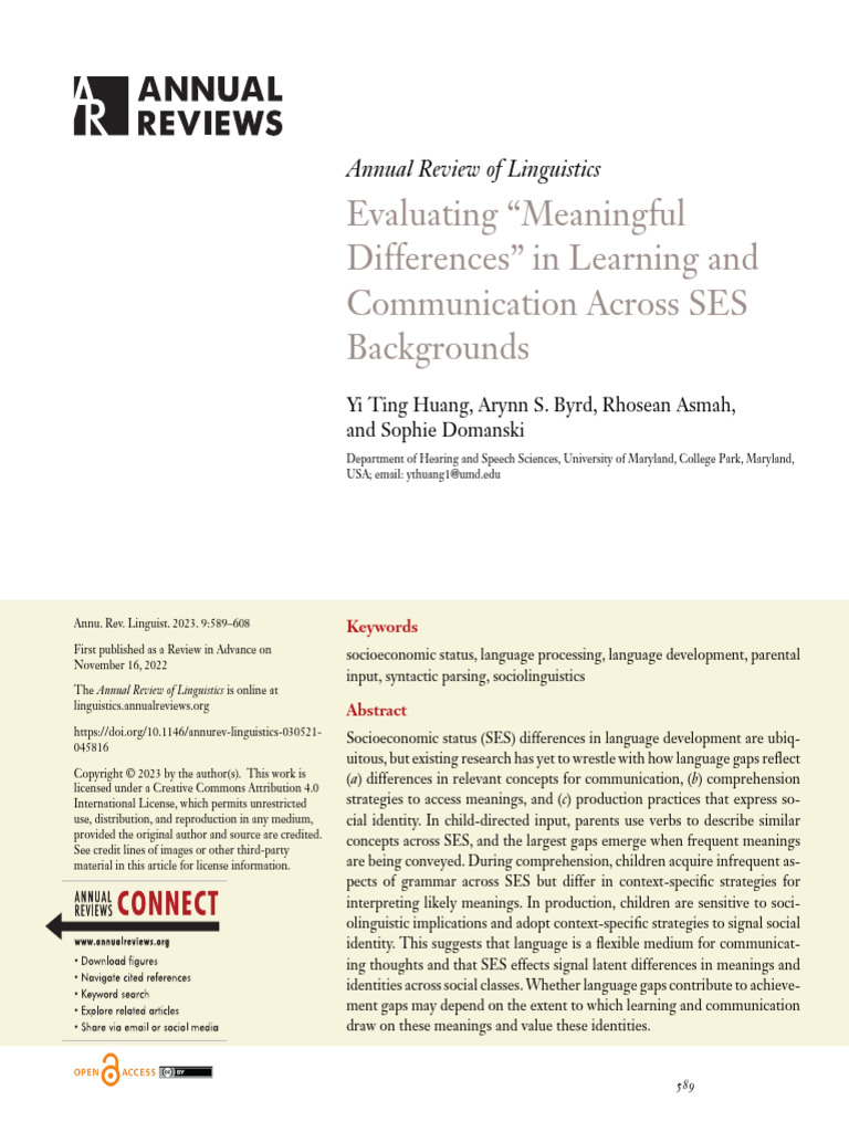 Evaluating "Meaningful Differences"in Learning and Communication Across ...