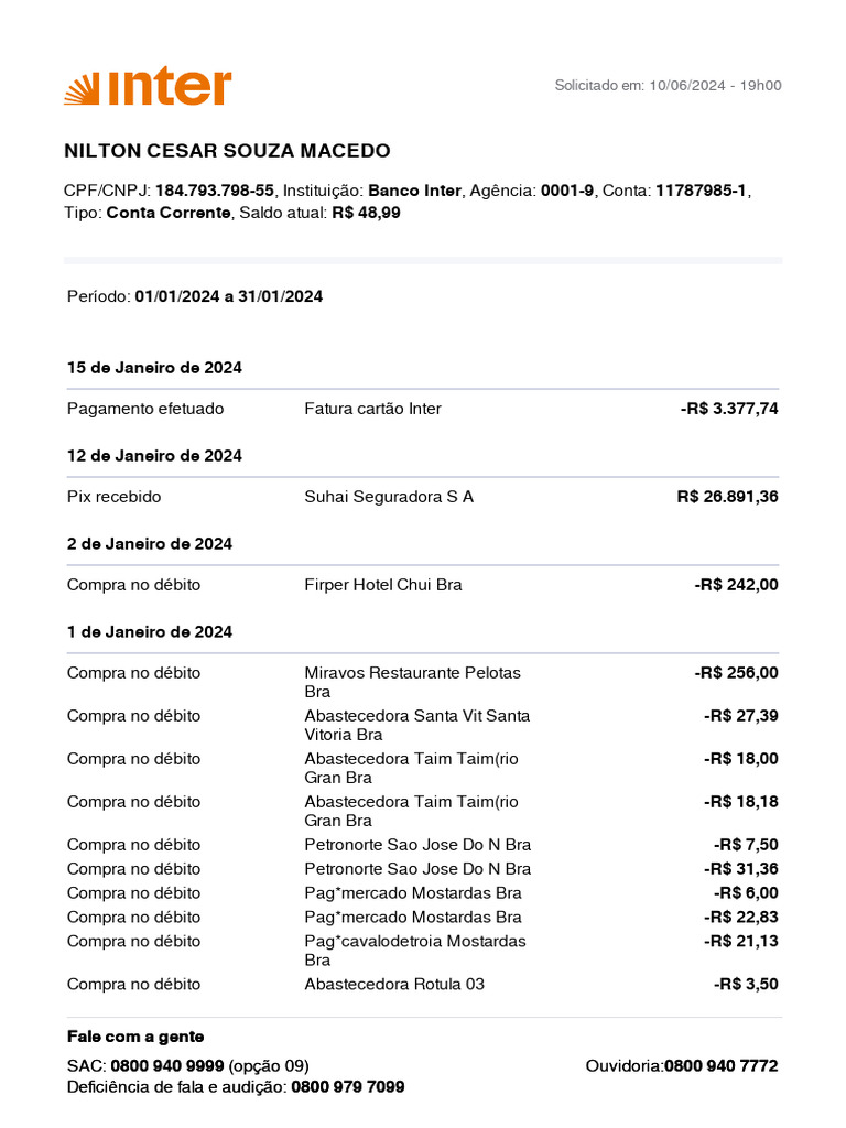 Extrato-01-01-2024-a-31-01-2024 | PDF