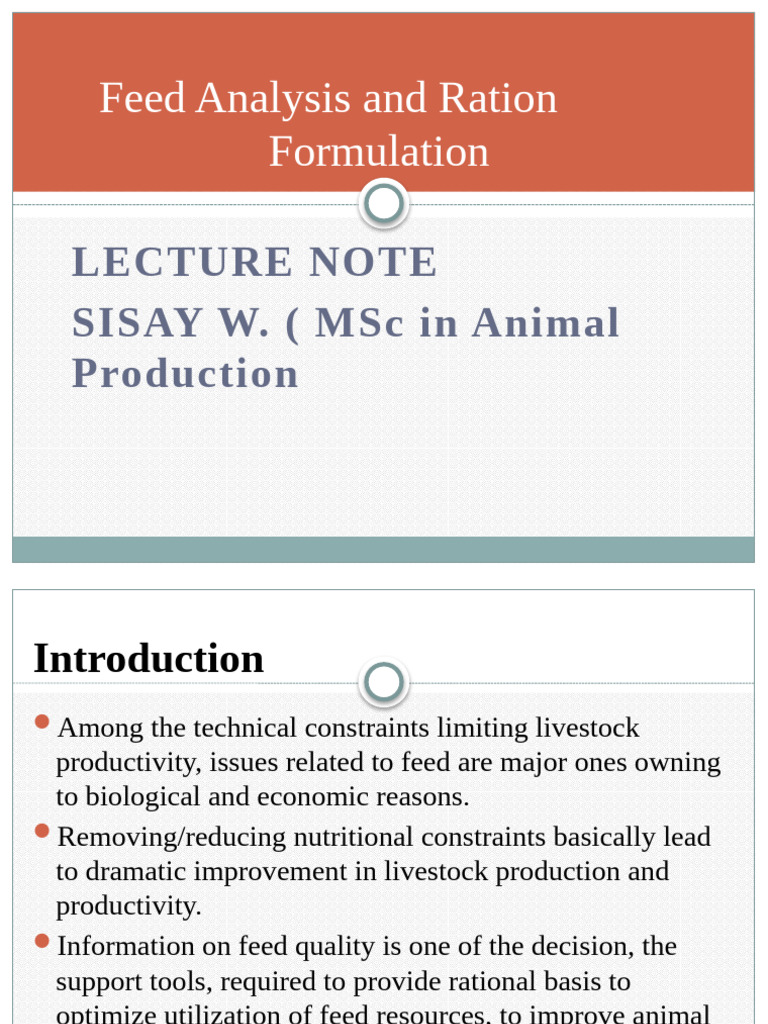 Feed Analysis and Ration Formulation | PDF | Chemistry