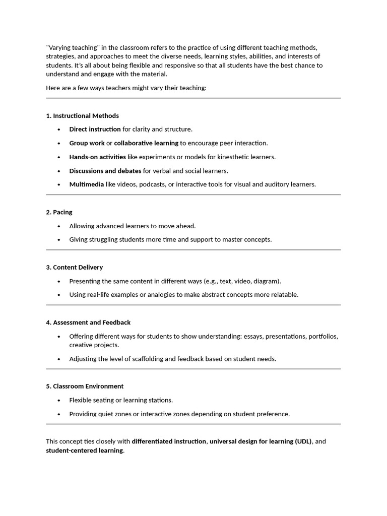 Varied Teaching Strategies | PDF | Learning | Education Theory