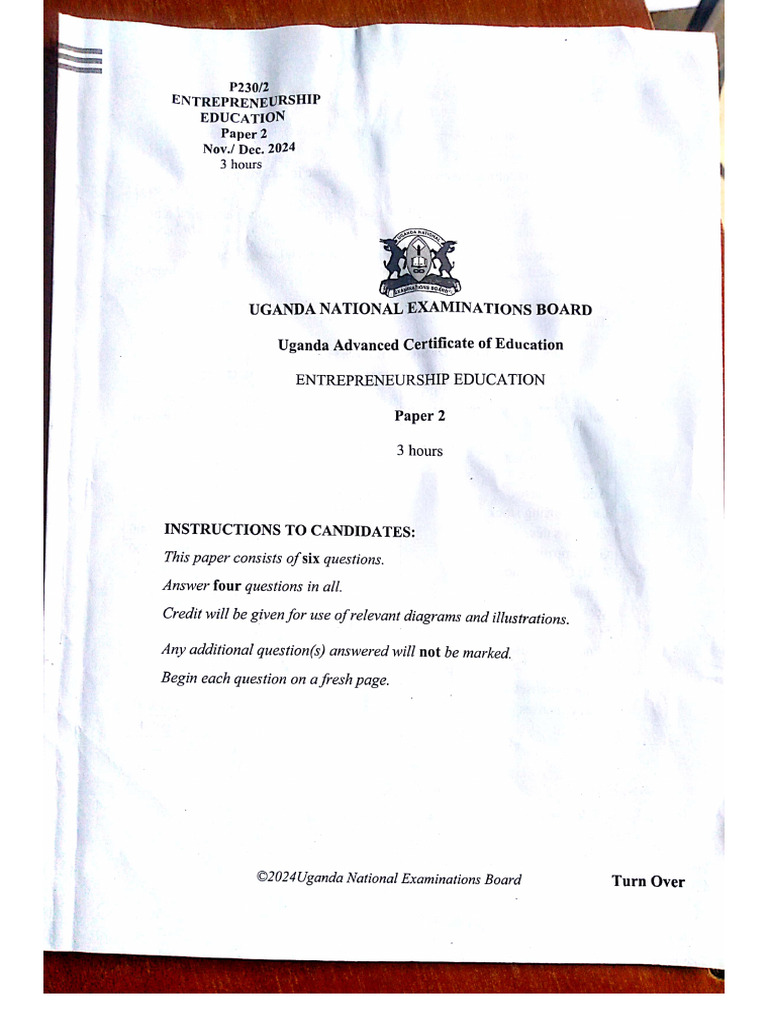 Uace Uneb Ent2 2024 | PDF