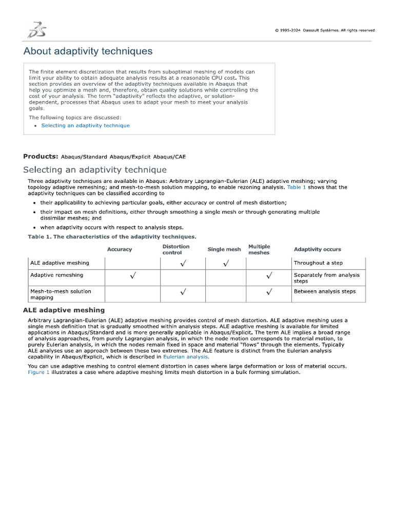 About Adaptivity Techniques - 2021 - DSSIMULIA - Established | PDF