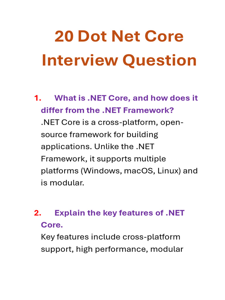 .Net Interview Questions and Answer | PDF | Cross Platform Software ...