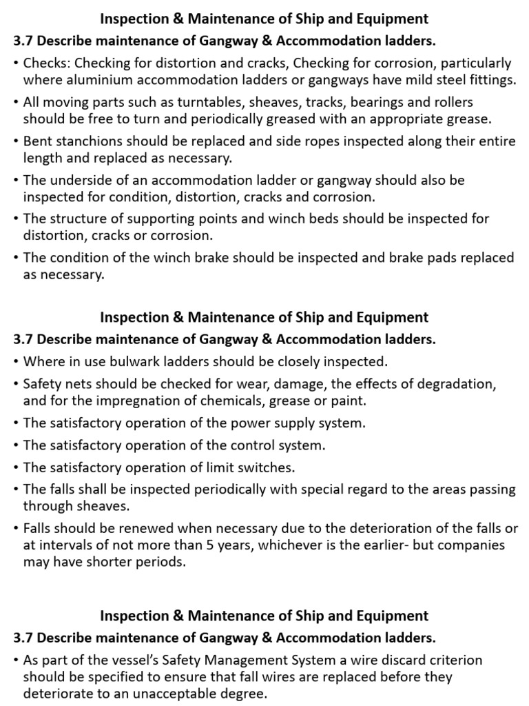 Gangway Maintenance Guidelines | PDF | Ladder | Ships