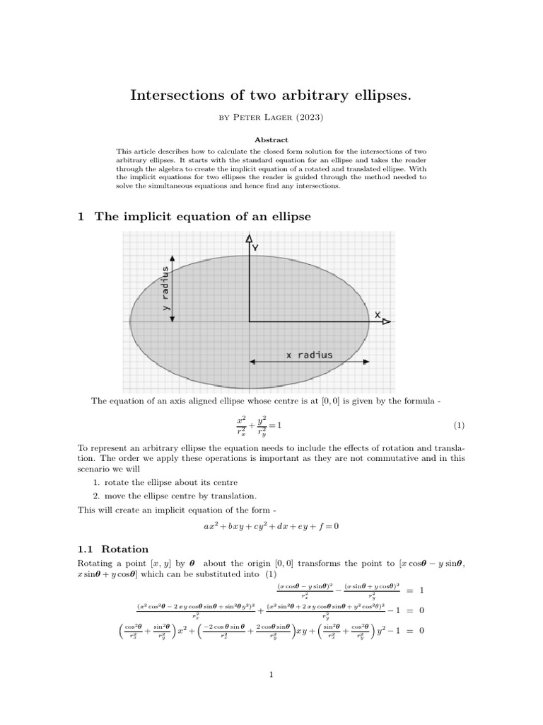 Ellipse Intersection Maths | PDF | Ellipse | Mathematical Concepts