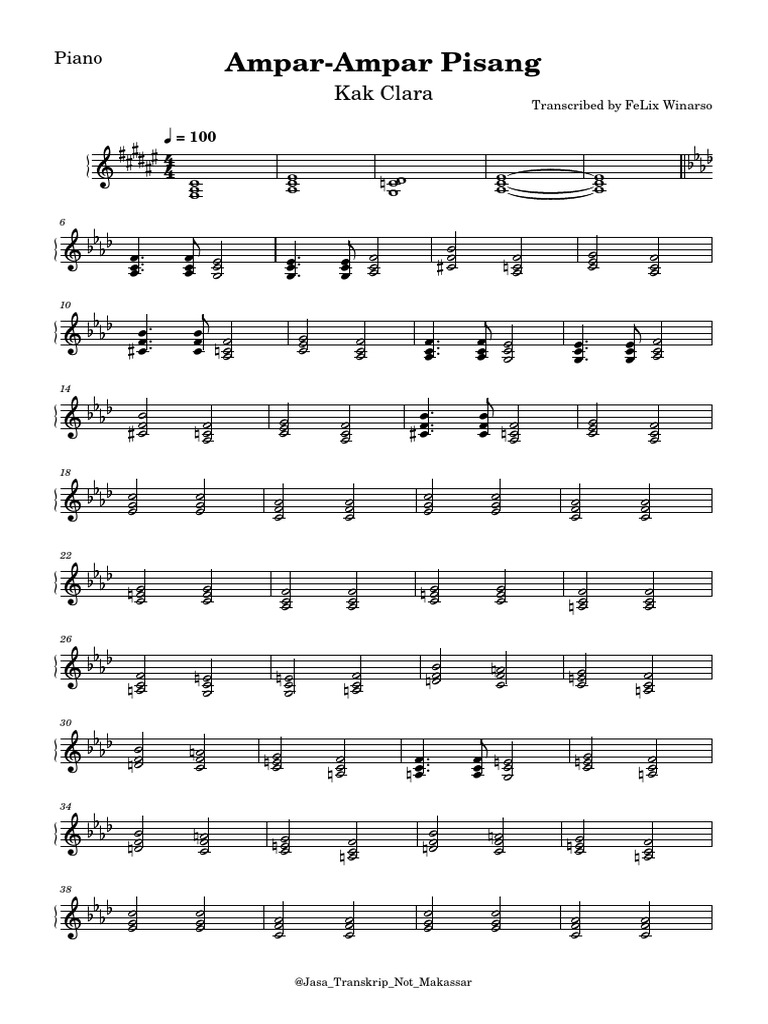 Ampar Ampar Pisang Piano | PDF