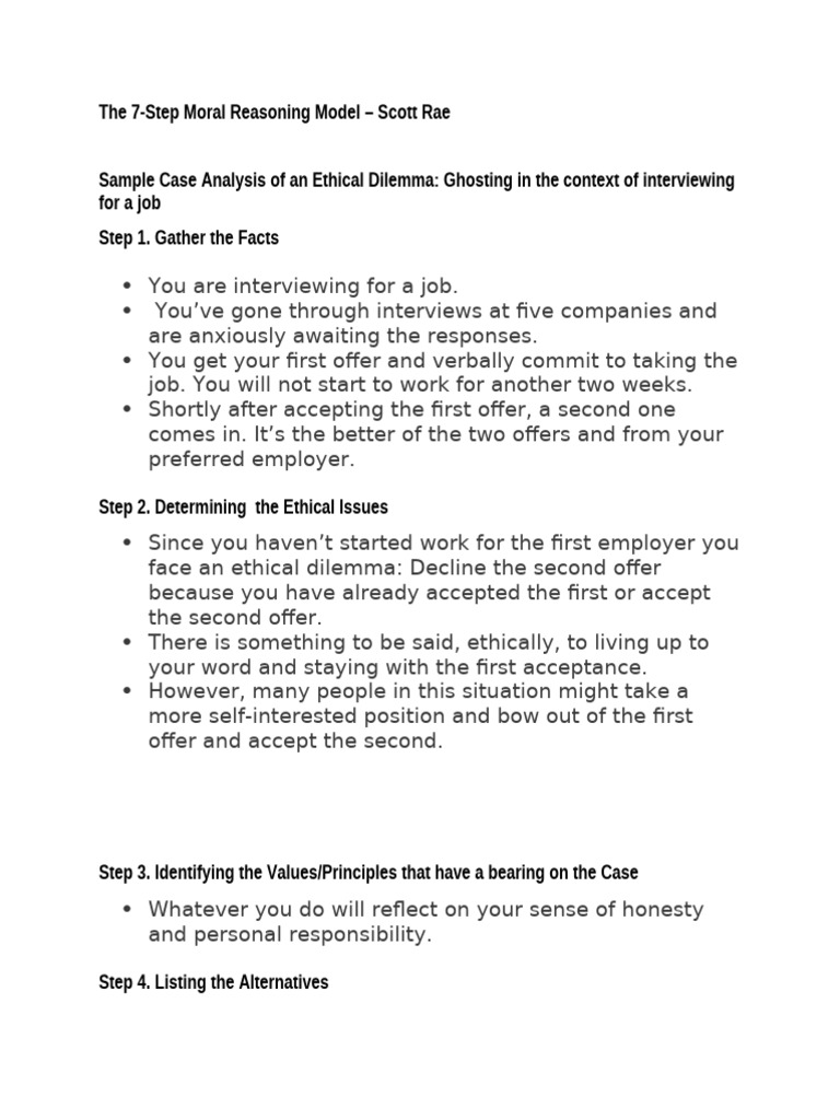 Samplecaseanalysisusingthe 7 Stepmoralreasoningmodel | PDF | Reason ...