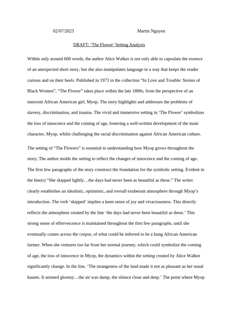 Analysis of Setting in "The Flower" | PDF