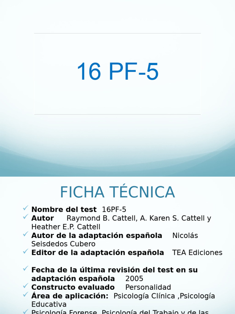 Explicación 16-pf-5 | PDF | Empatía | Perfeccionismo (psicología)